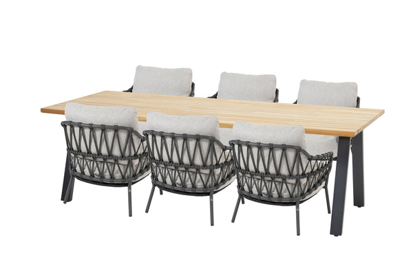 4 Seasons Outdoor Calpi Six Seater Low Dining Set with Ambassador 280c